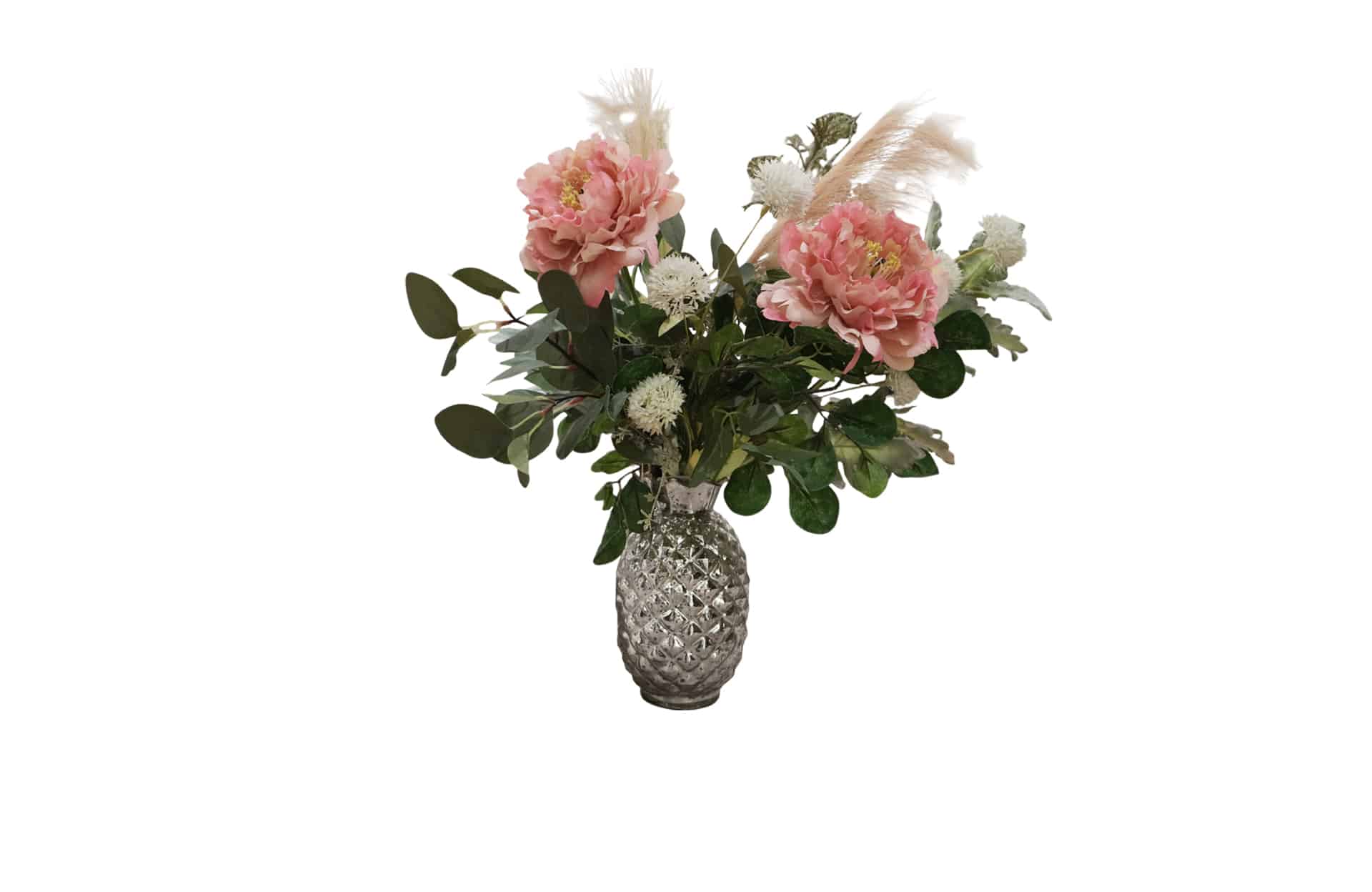 Vas Nanas Bunga Putih Pink - Dekorasi Rumah