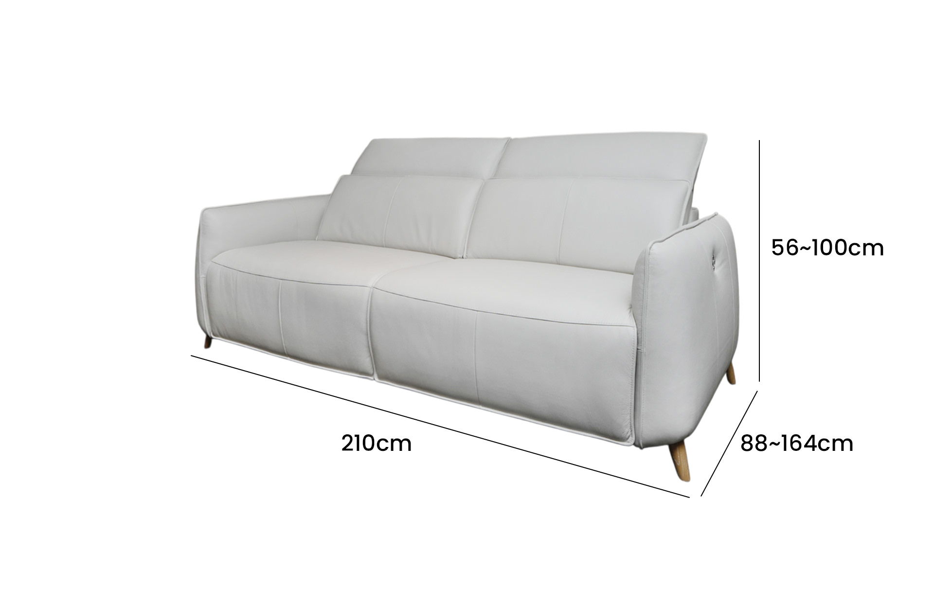 Pico Power Leather Sofa 2.5S Frost - Home Decor